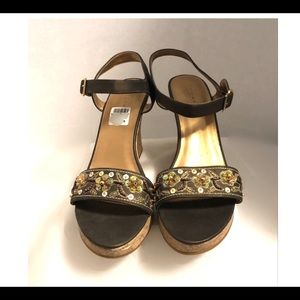 FIONI Clothing | Shoes | Fioni Brown Cork Wedge Sandals | Poshmark